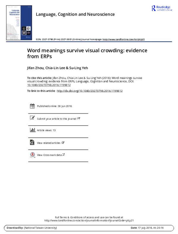 (PDF) Word meanings survive visual crowding: evidence from ERPs
