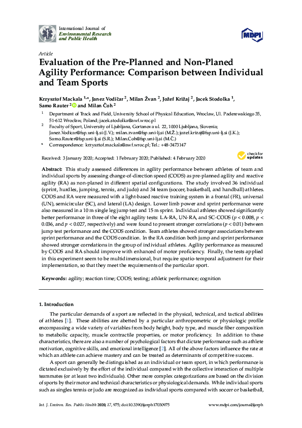 (PDF) Evaluation of the Pre-Planned and Non-Planed Agility Performance ...