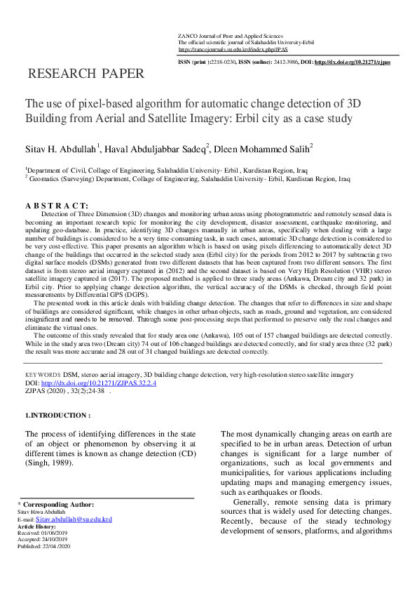 (PDF) The use of pixel-based algorithm for automatic change detection of 3D Building from Aerial ...