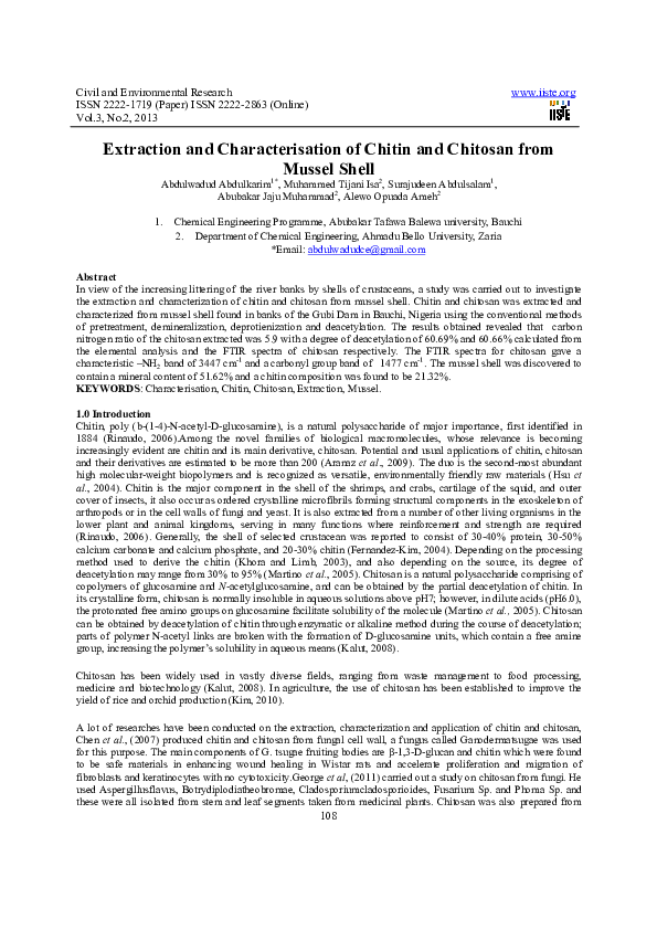 (PDF) Extraction and Characterisation of Chitin and Chitosan from ...