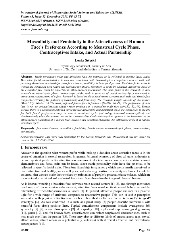 (PDF) Masculinity and Femininity in the Attractiveness of Human Face’s ...