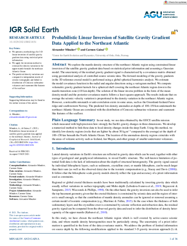 (PDF) Probabilistic linear inversion of satellite gravity gradient data applied to the northeast ...