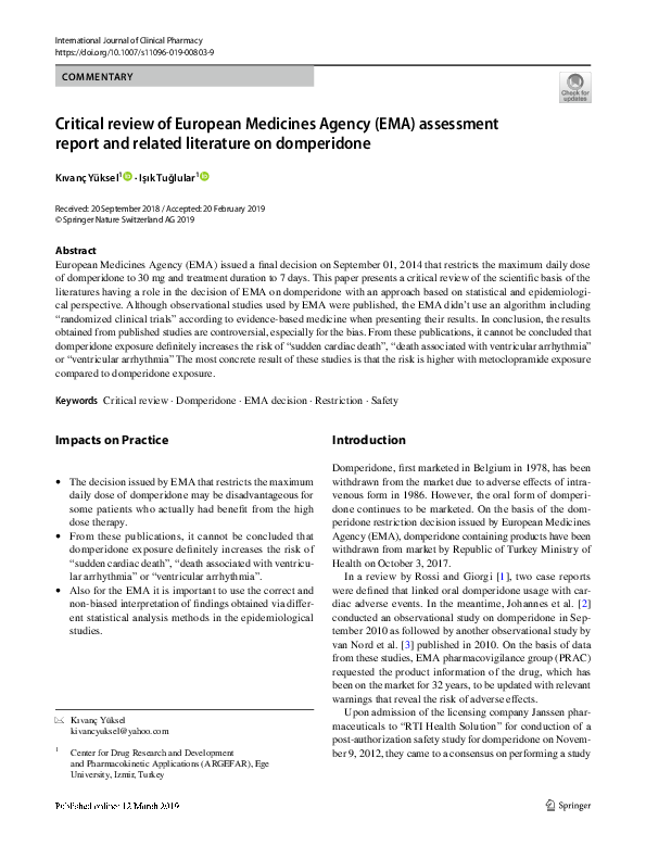 (PDF) Critical review of European Medicines Agency (EMA) assessment ...