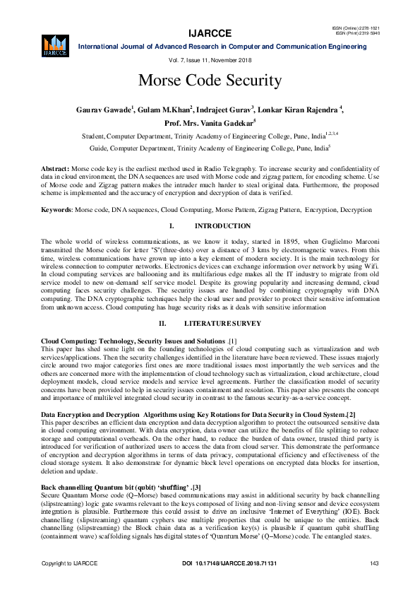 (PDF) Morse Code Security