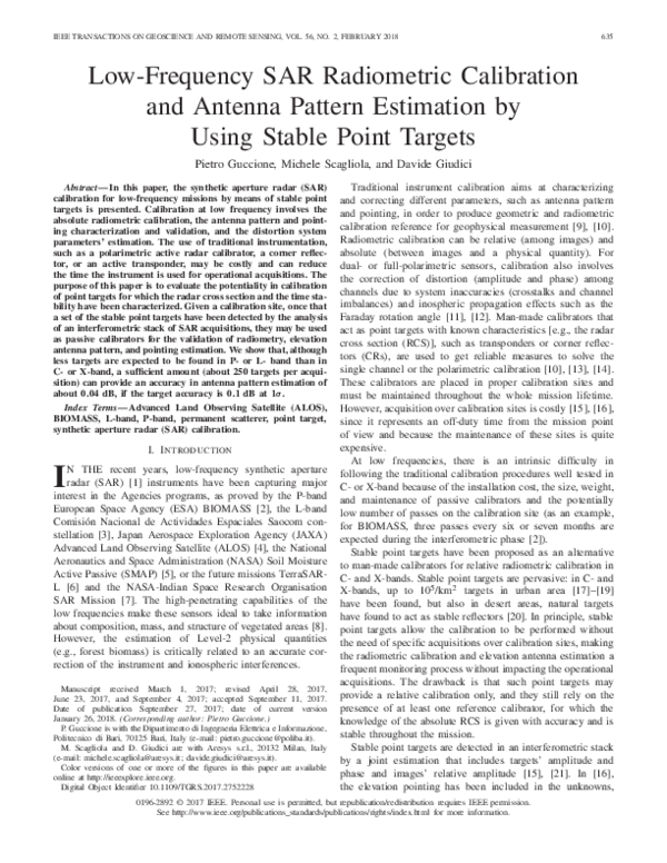(PDF) Low-Frequency SAR Radiometric Calibration and Antenna Pattern ...