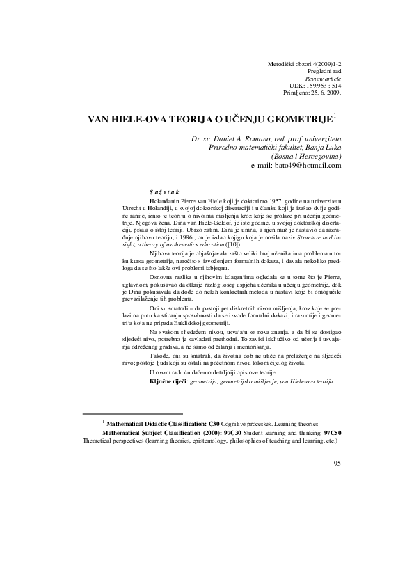 (PDF) La Teoria DI Van Hiele Sullo Studio Della Geometria