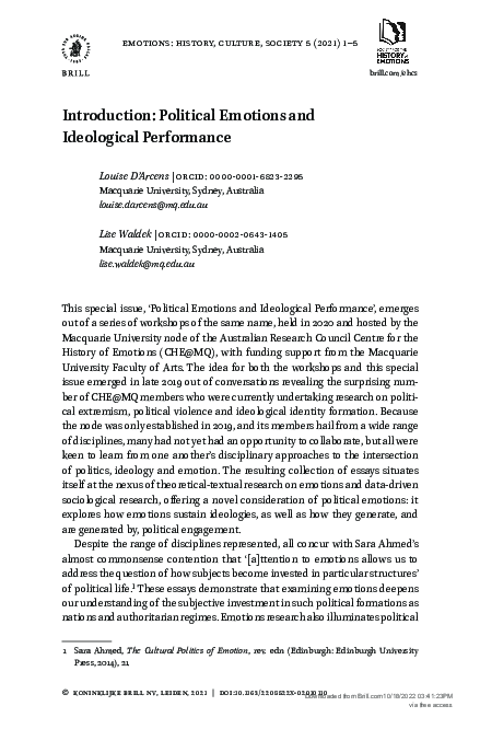 (PDF) Introduction: Political Emotions and Ideological Performance (PDF) Introduction: Political Emotions and Ideological Performance