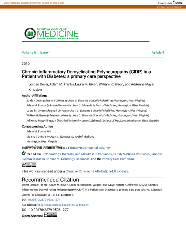 (PDF) Chronic Inflammatory Demyelinating Polyneuropathy (CIDP) in a ...