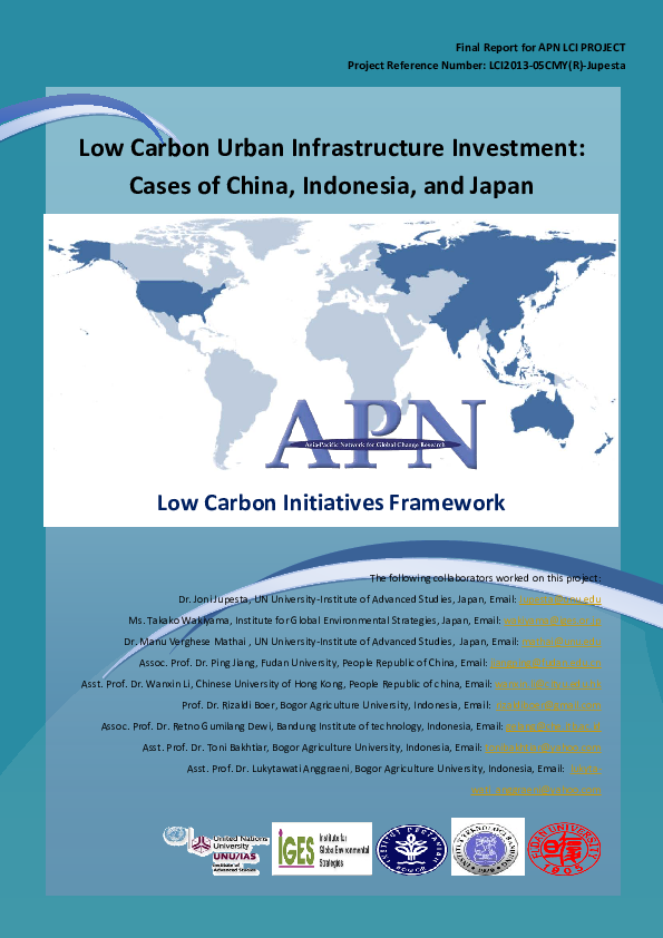 (PDF) Low Carbon Urban Infrastructure Investment: Cases of China ...