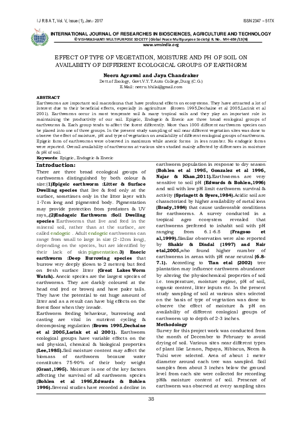 (PDF) Effect of Type of Vegetation, Moisture and PH of Soil on ...