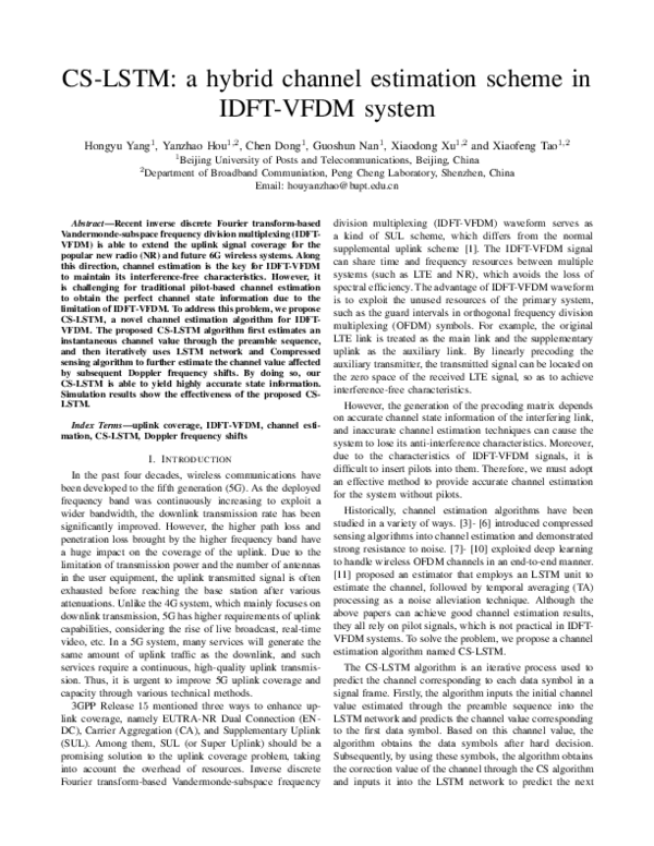 (PDF) CS-LSTM: a hybrid channel estimation scheme in IDFT-VFDM system