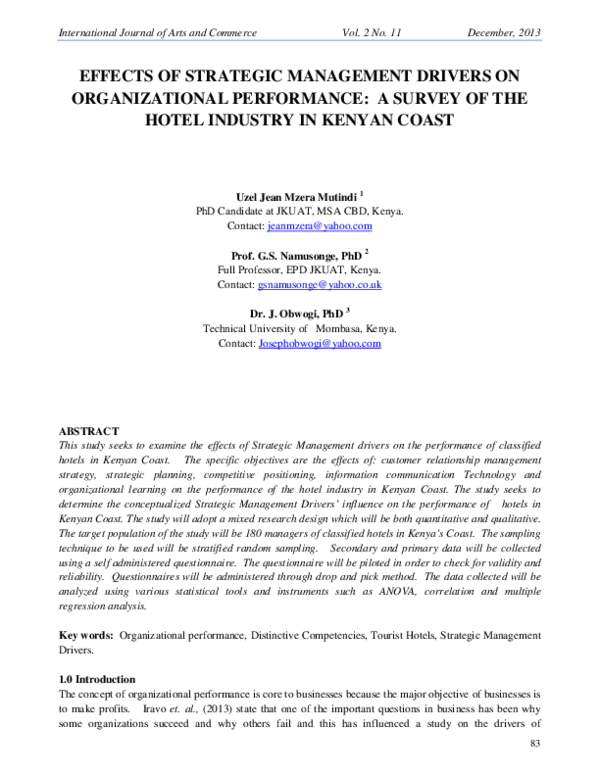 (PDF) Effects of Strategic Management Drivers on Organizational ...