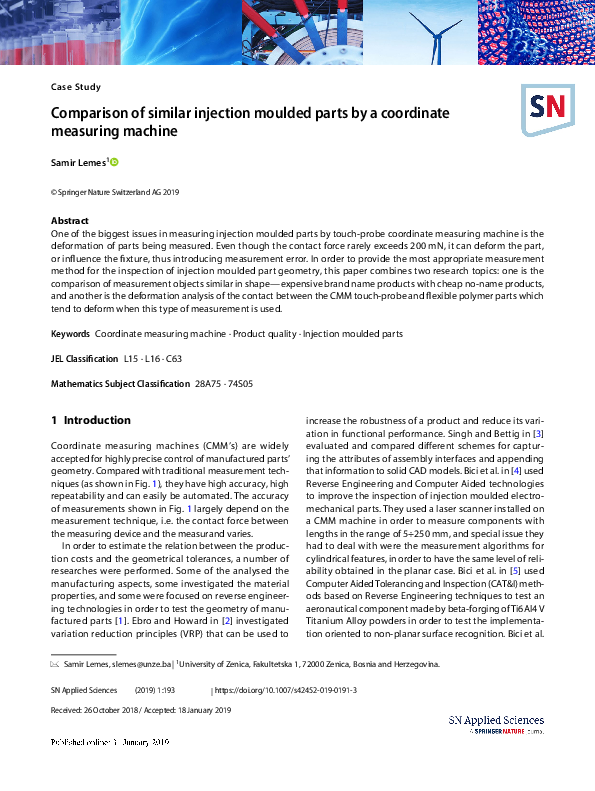 (PDF) Comparison of similar injection moulded parts by a coordinate ...