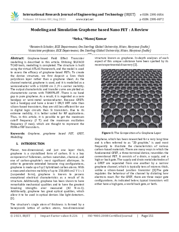 (PDF) Modeling and Simulation Graphene based Nano FET : A Review