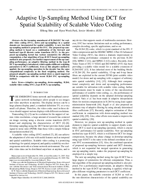 (PDF) Adaptive Up-Sampling Method Using DCT for Spatial Scalability of Scalable Video Coding