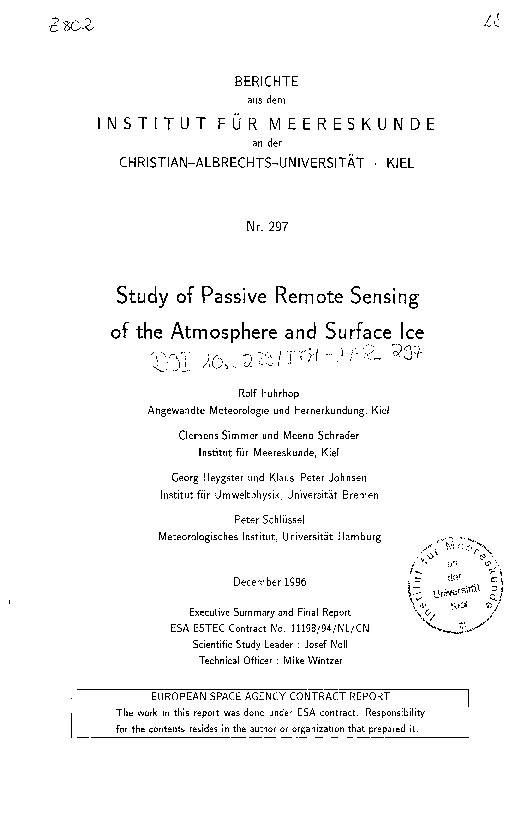(PDF) Study of passive remote sensing of the atmosphere and surface ice ...