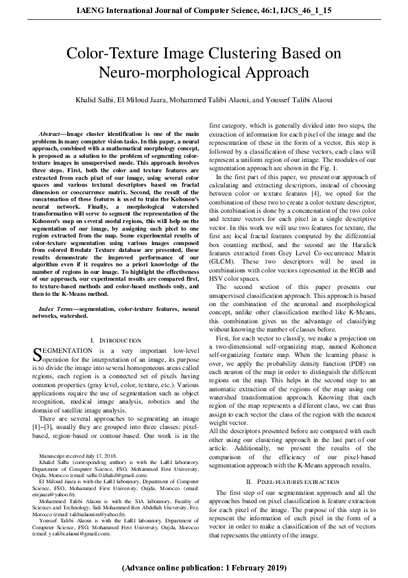 Pdf Gpu Accelerated Neural Morphology For Color Texture Clustering