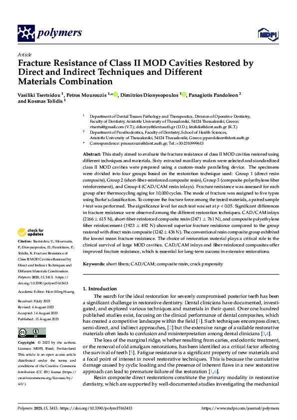(PDF) Fracture Resistance of Class II MOD Cavities Restored by Direct ...