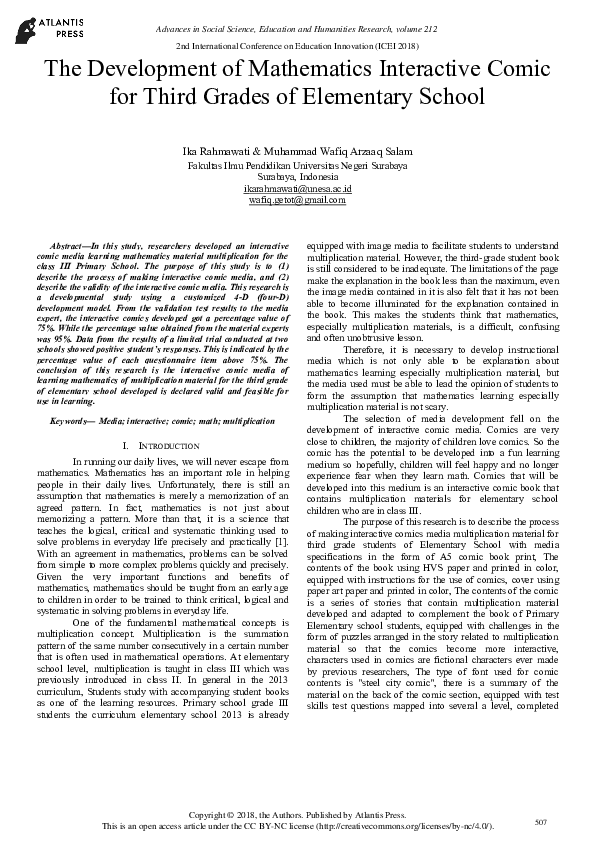 (PDF) The Development of Mathematics Interactive Comic for Third Grades ...