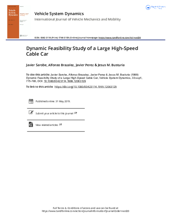 (PDF) Dynamic Feasibility Study of a Large High-Speed Cable Car