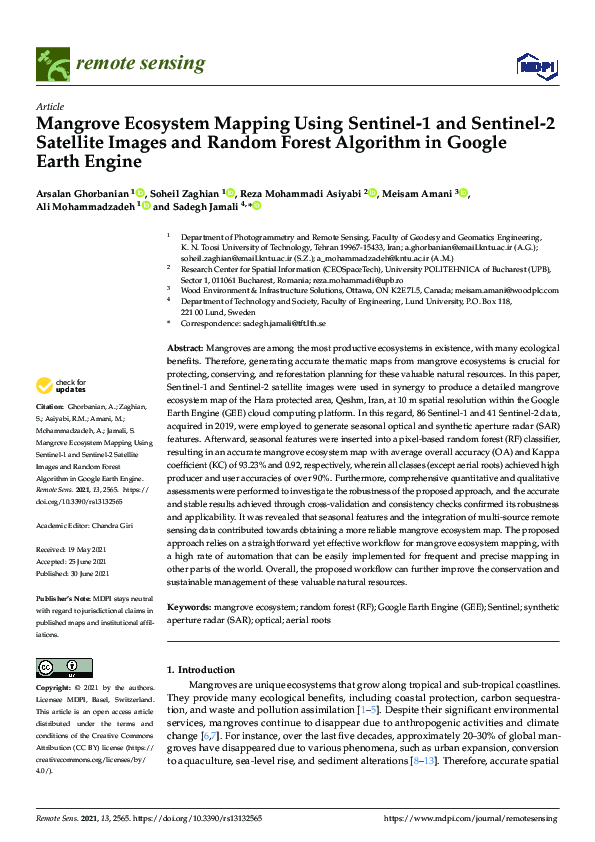Pdf Mangrove Ecosystem Mapping Using Sentinel 1 And Sentinel 2 Satellite Images And Random