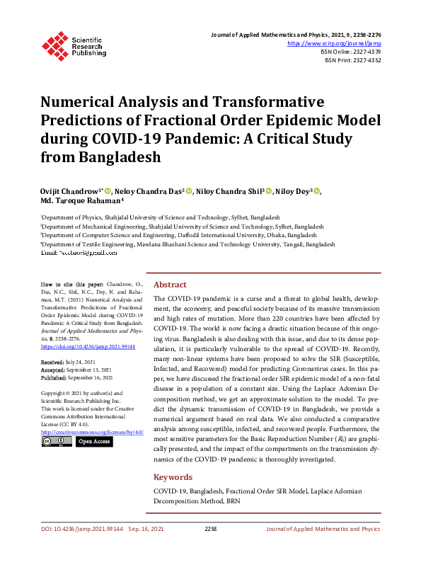 (PDF) Numerical Analysis and Transformative Predictions of Fractional ...