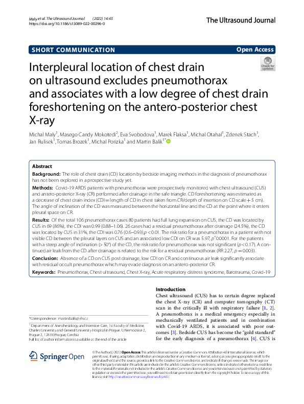 (PDF) Interpleural location of chest drain on ultrasound excludes ...