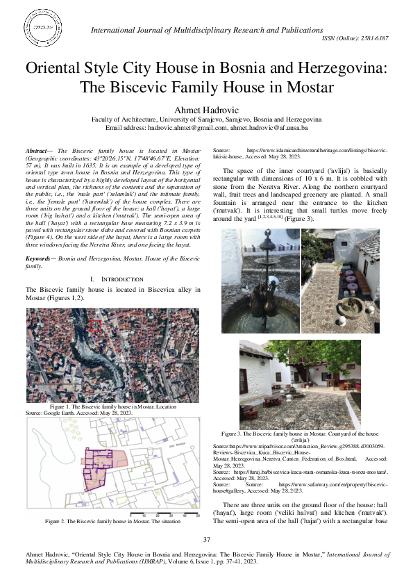(PDF) Oriental Style City House in Bosnia and Herzegovina: The Biscevic ...