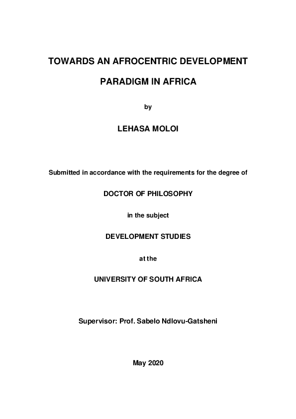 (PDF) Towards an Afrocentric development paradigm in Africa