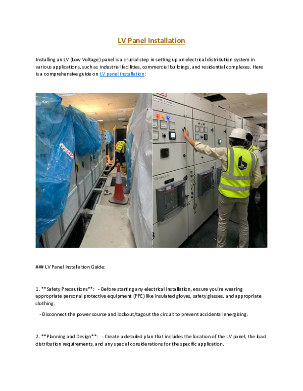 (PDF) LV Panel Installation