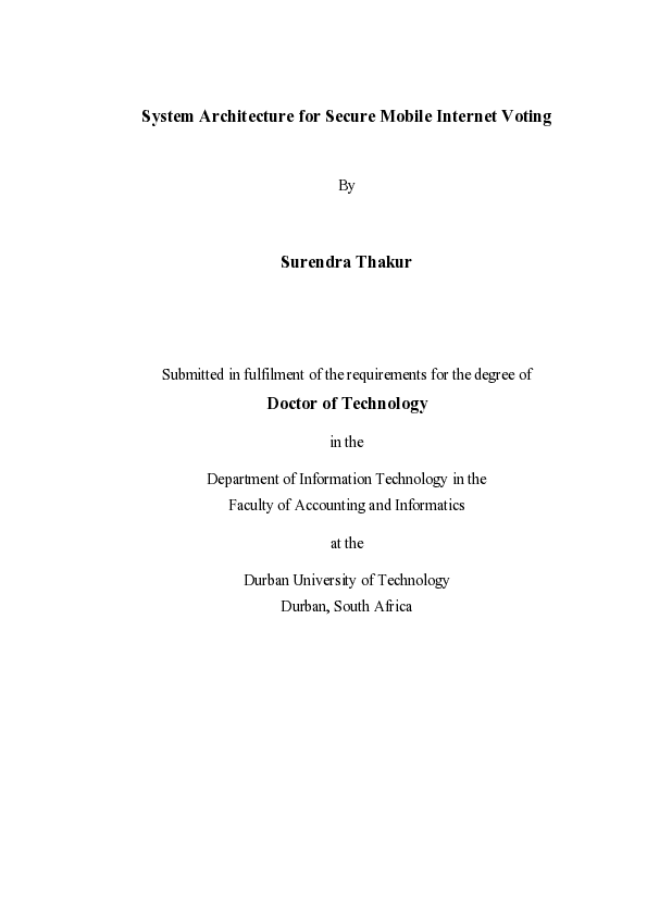 (PDF) Secure Architecture for Mobile Internet Voting Systems