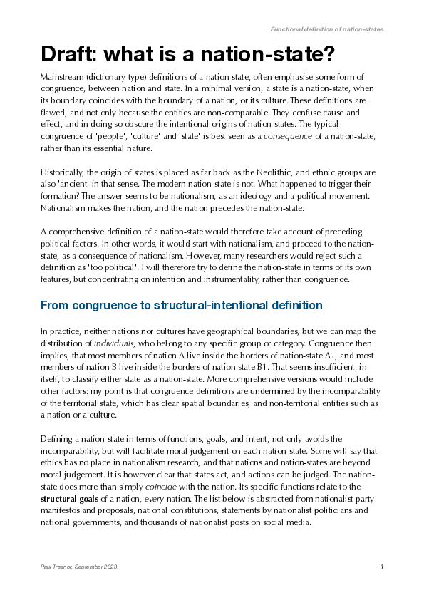 (PDF) Definition of a nation-state (draft)