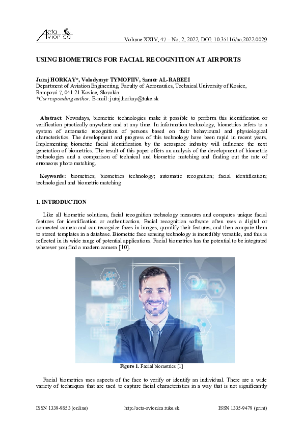 (PDF) Using Biometrics for Facial Recognition at Airports