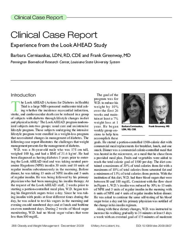 (PDF) Experience from the Look AHEAD Study