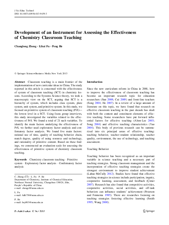 (PDF) Development of an Instrument for Assessing the Effectiveness of ...