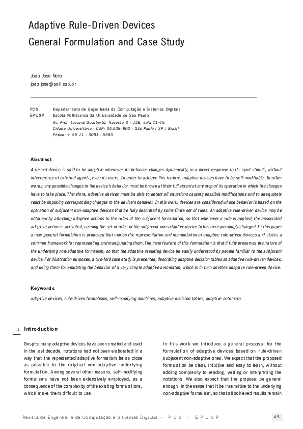 (PDF) Adaptive Rule-Driven Devices - General Formulation and Case Study