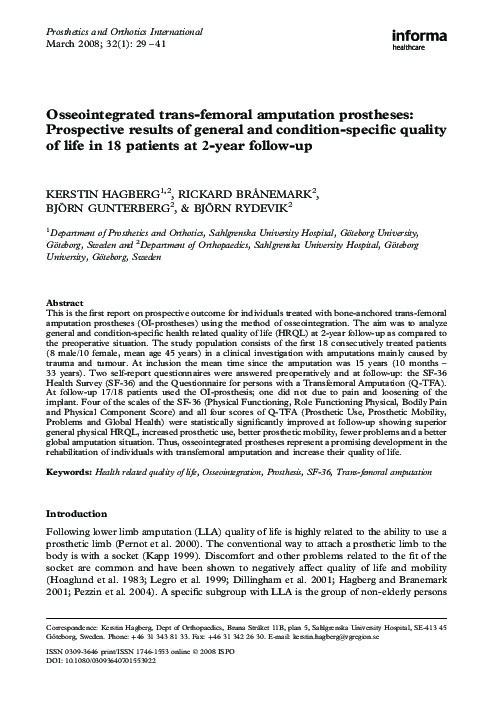 (PDF) Osseointegrated trans-femoral amputation prostheses