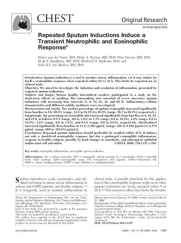 (PDF) Repeated Sputum Inductions Induce a Transient Neutrophilic and ...