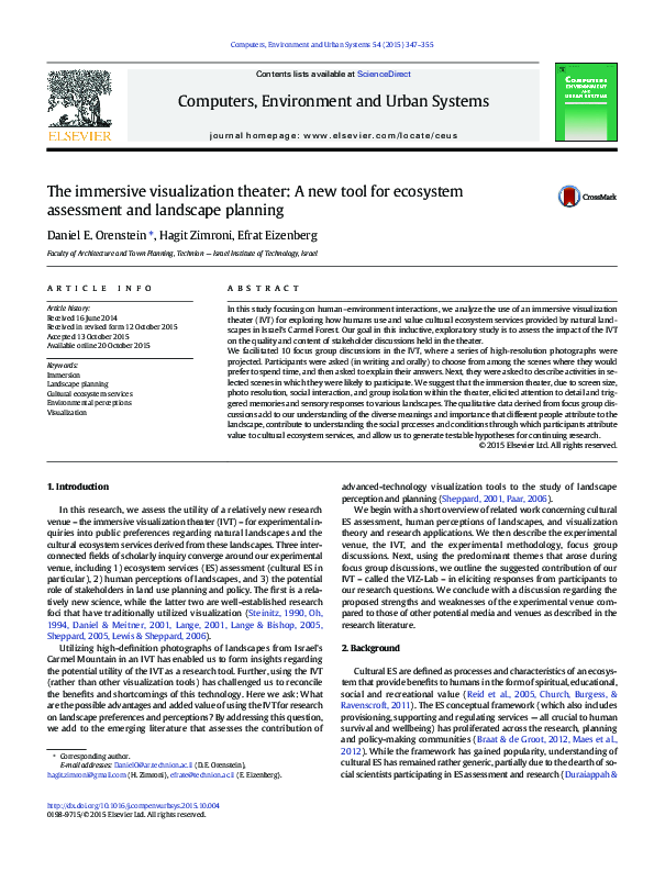 (PDF) The immersive visualization theater: A new tool for ecosystem ...