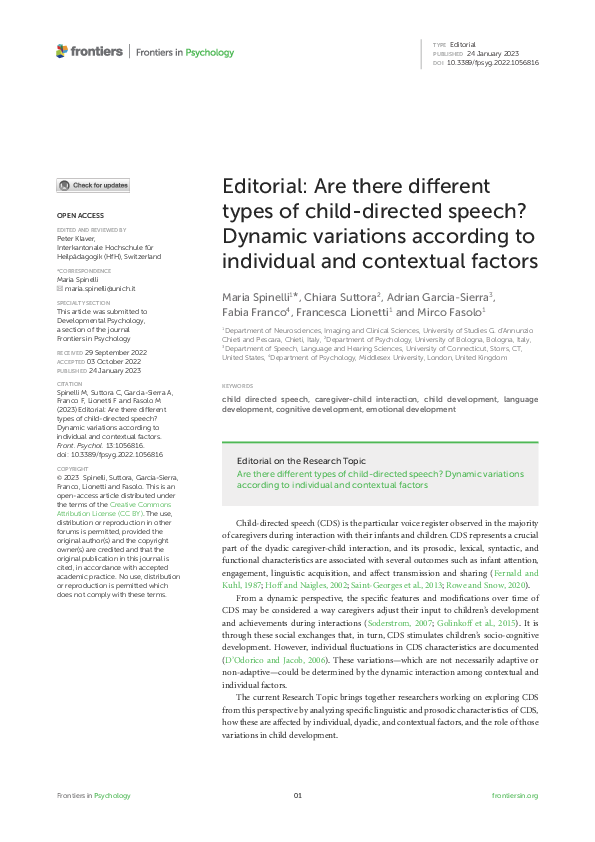 (PDF) Editorial: Are there different types of child-directed speech ...