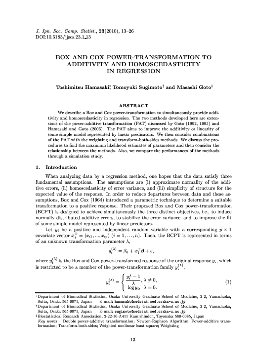 (PDF) Box and Cox power-transformation to additivity and ...