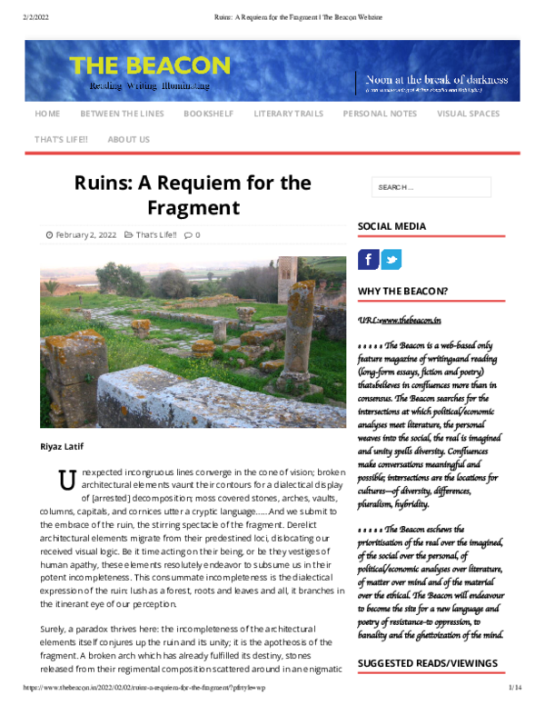 (PDF) Ruins: Requiem for the Fragment