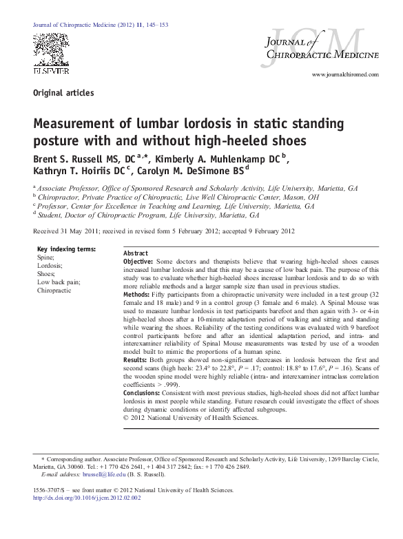 (PDF) Measurement of lumbar lordosis in static standing posture with ...