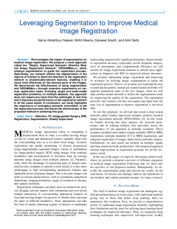 (PDF) Leveraging Segmentation to Improve Medical Image Registration