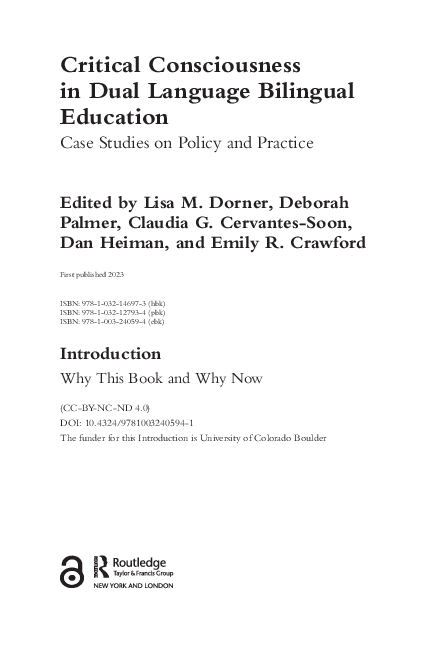 (PDF) Critical Consciousness in Dual Language Bilingual Education ...