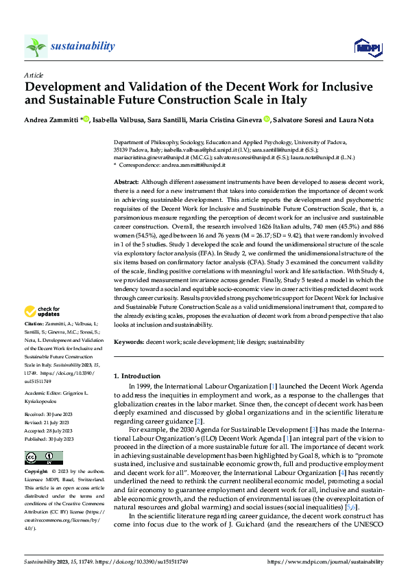 (PDF) Development and Validation of the Decent Work for Inclusive and ...