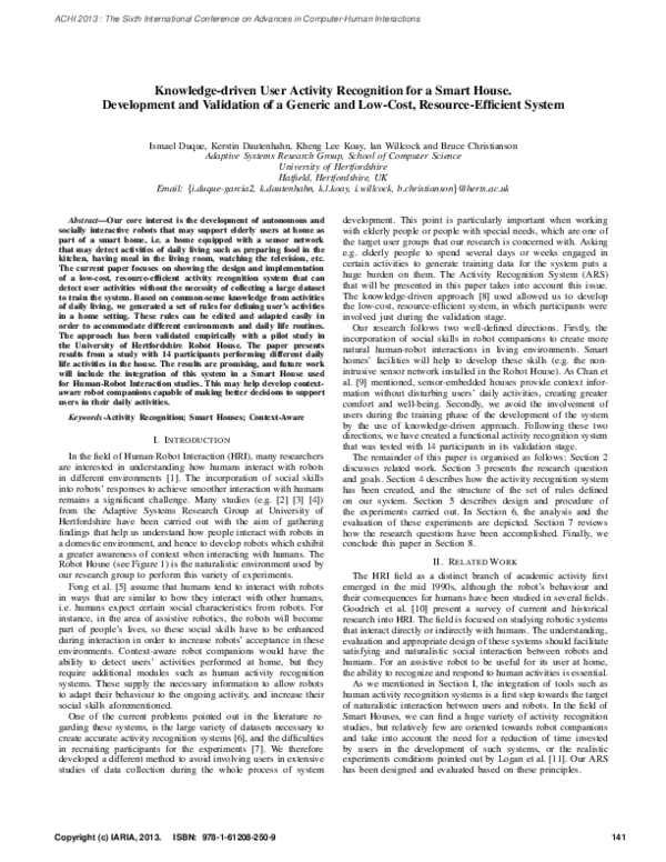 Pdf Knowledge Driven User Activity Recognition For A Smart House Development And Validation