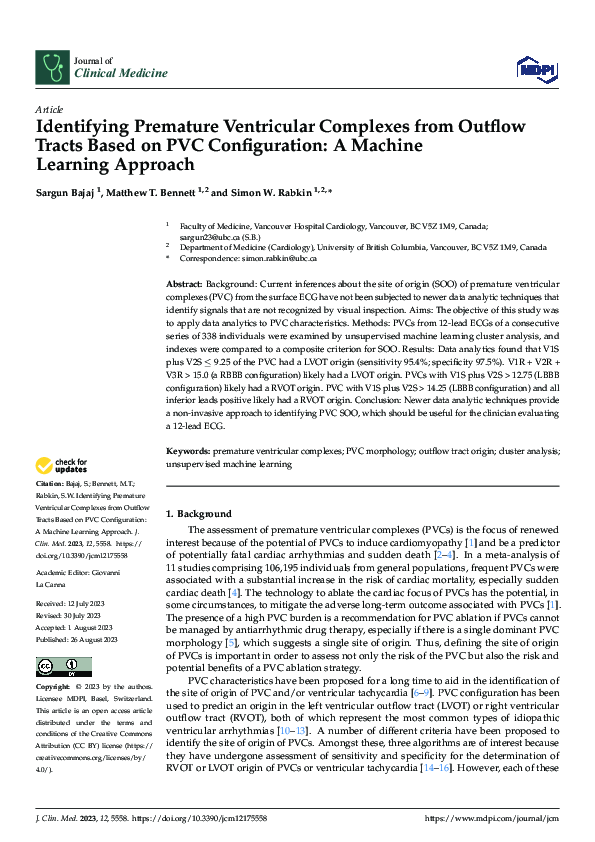 (PDF) Identifying Premature Ventricular Complexes from Outflow Tracts ...