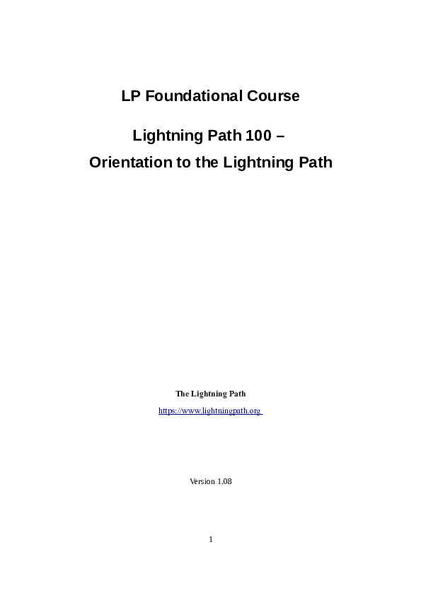 Script: Lightning Path 100 -Orientation to the Lightning Path