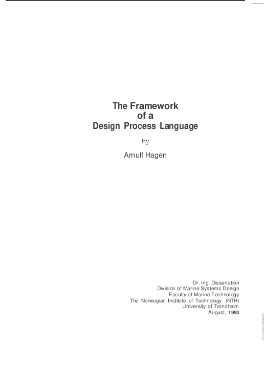(PDF) The Framework of a design process language